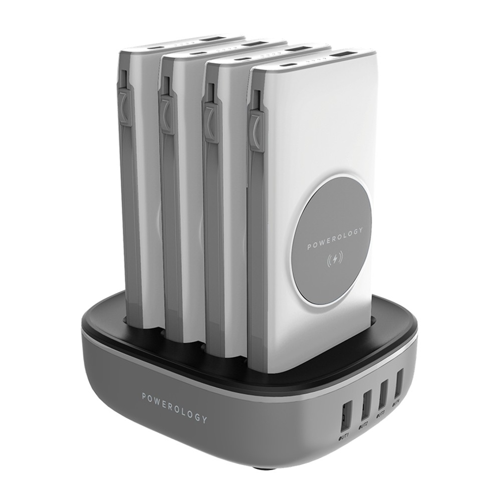 Powerology 4 in1 Station 10000mAh 20W PD QC Wireless Power Bank Built ...